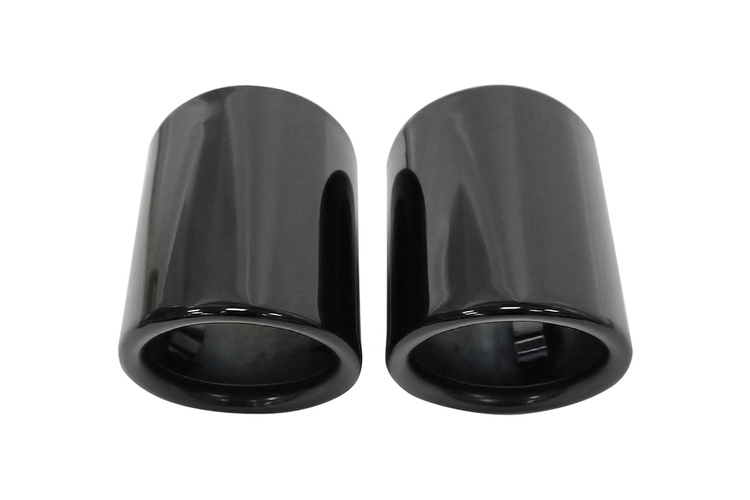 Double Exhaust Tip 74mm enter 71mm Black Chrome | Exhaust System \ End ...